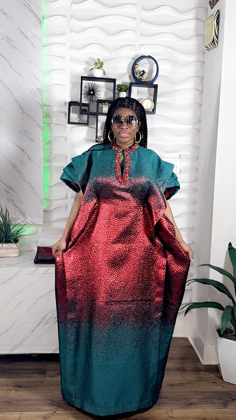 Two Tone Brocade Damask With Rhinestone Neck Line African Boubou Rich ...