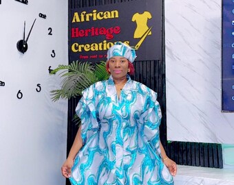 Brocade Damask African Boubou Rich Aunty Bubu Kaftan Abaya Kimono Women ...