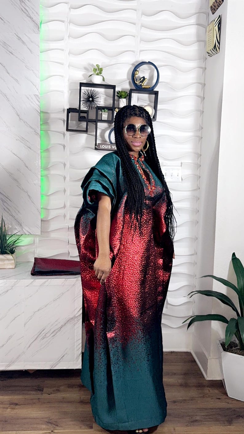 Two Tone Brocade Damask With Rhinestone Neck Line African Boubou Rich ...