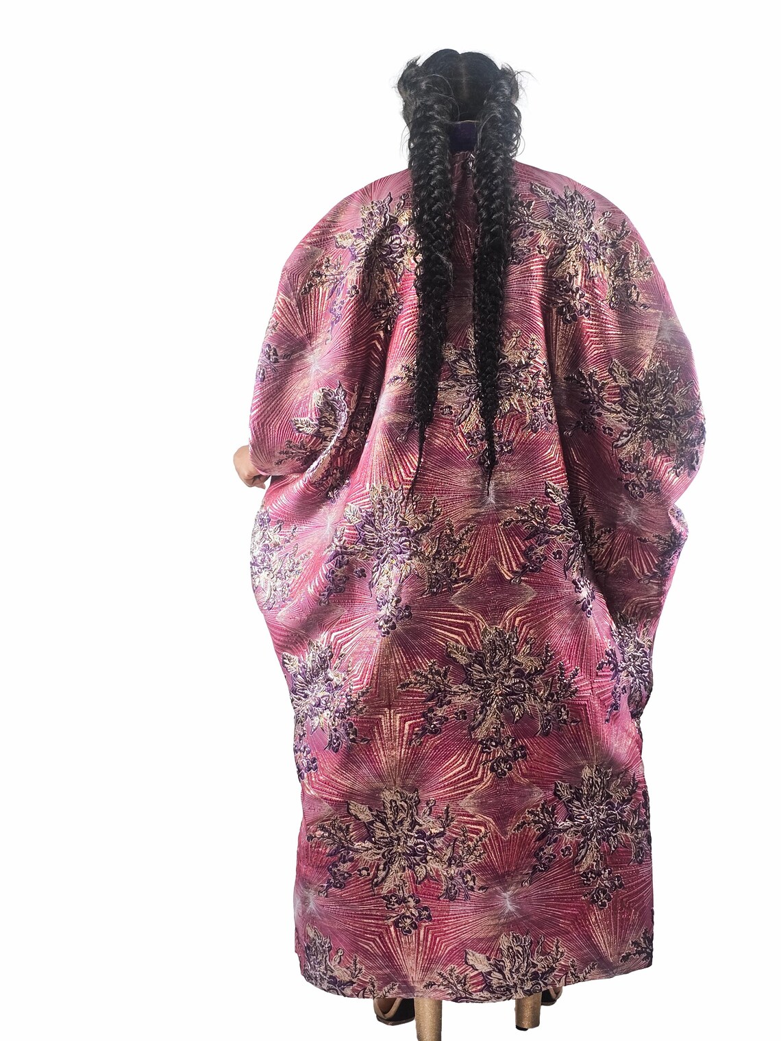 Brocade Damask African Boubou Rich Aunty Bubu Kaftan Abaya Kimono Women ...