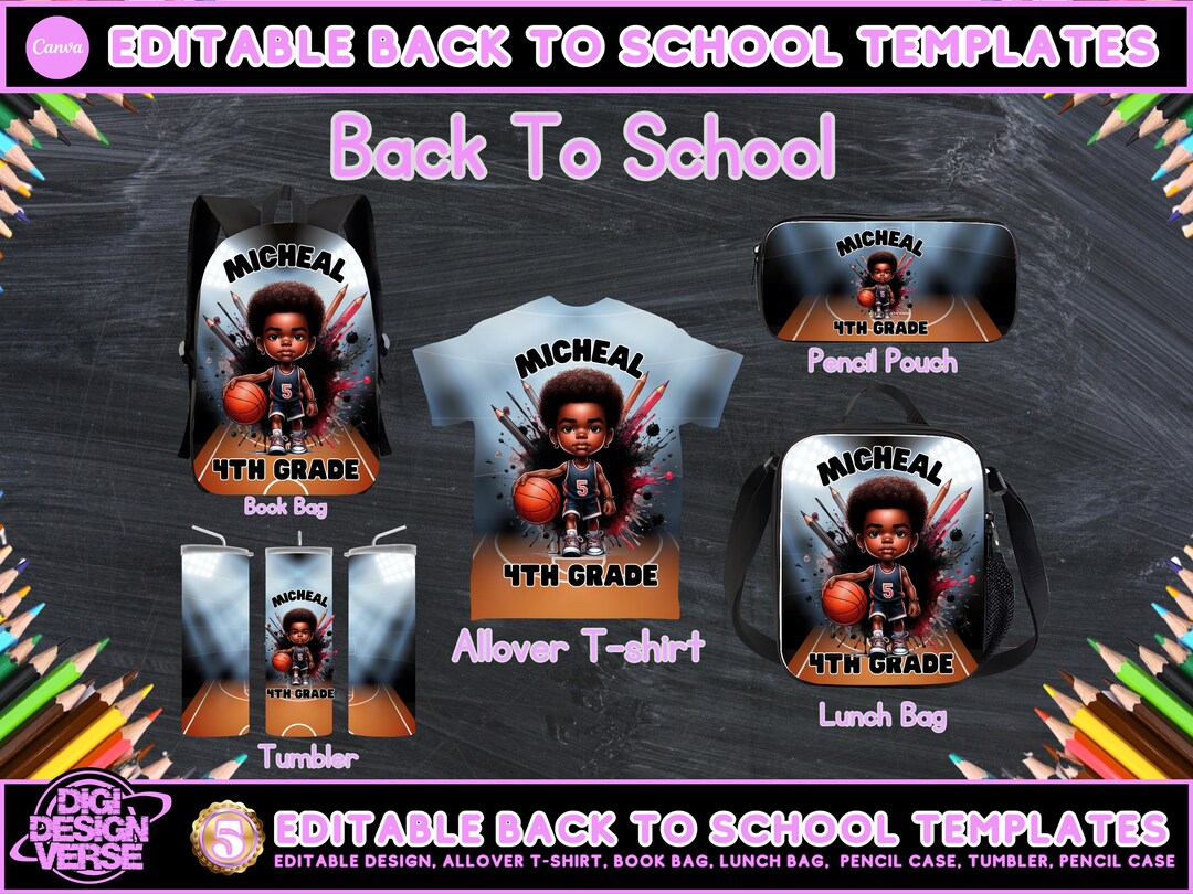 Back to School Editable Canva Template for Backpack, Pencil Case, Lunch ...