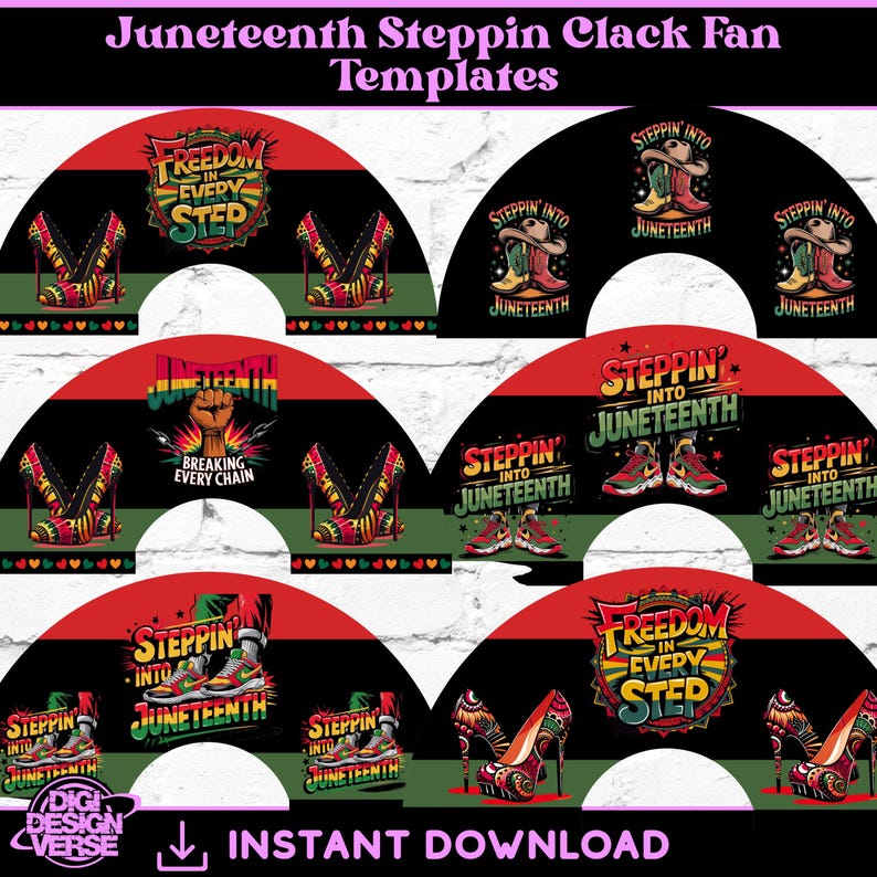 Juneteenth Steppin Clack Fan Templates - Etsy
