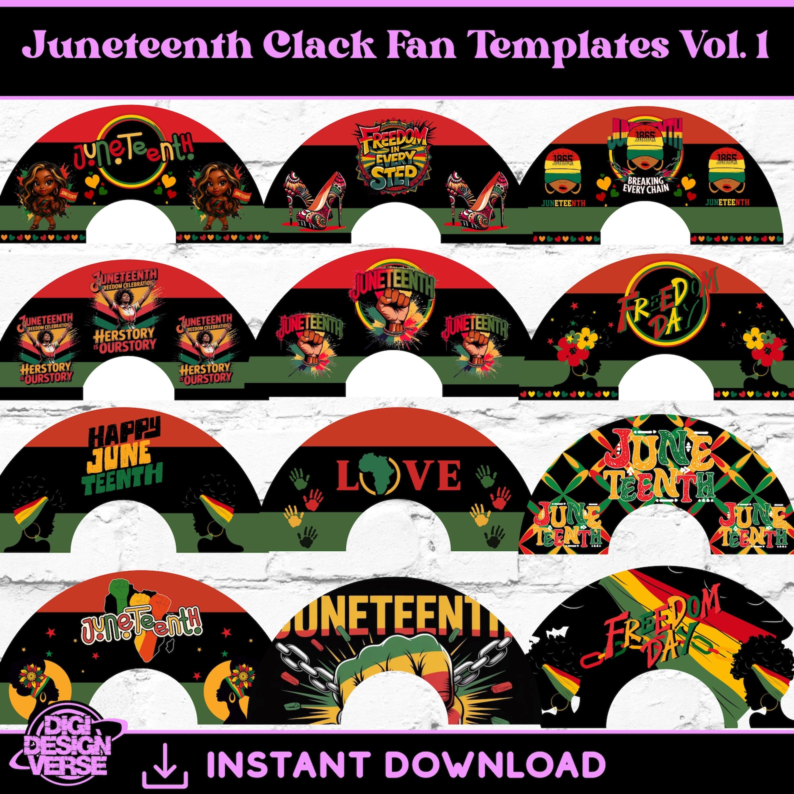 Juneteenth Clack Fan Templates Vol. 1 - Etsy