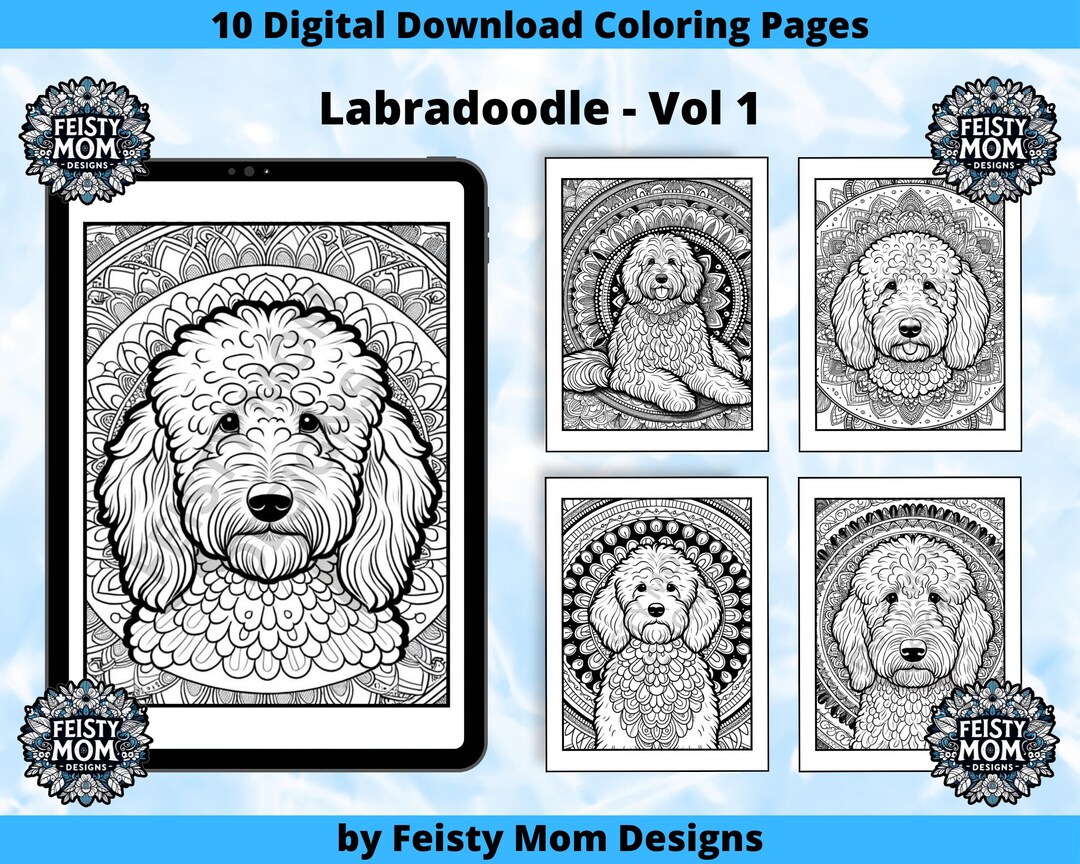 Labradoodle - Vol 1 - Digital Coloring Pages - Set of 10 - Instant ...