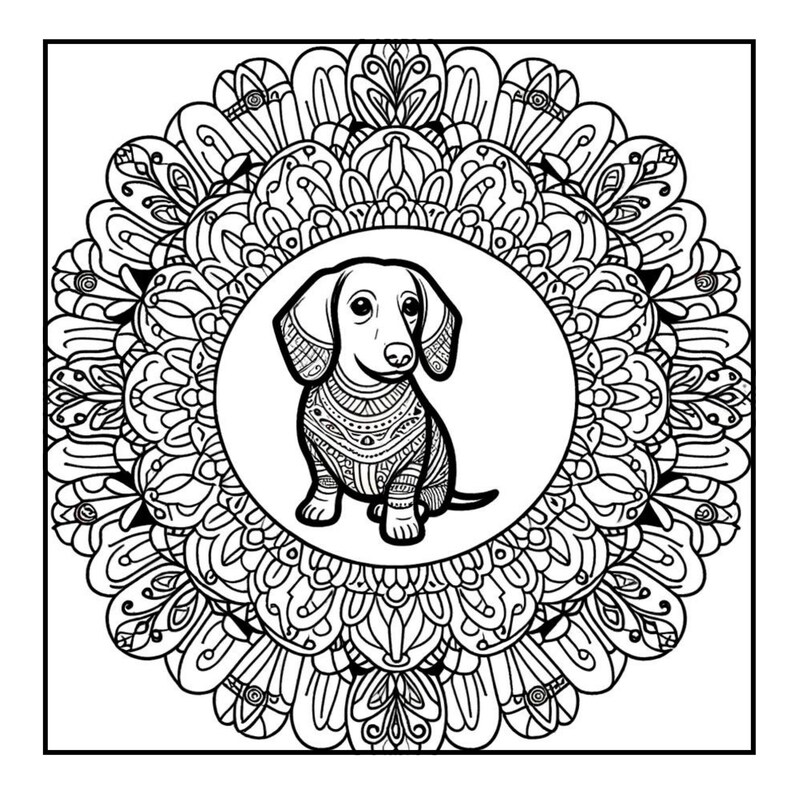 Wacky Wiener Wonders Dachshund Mandala Coloring Book 50 Unique Designs ...