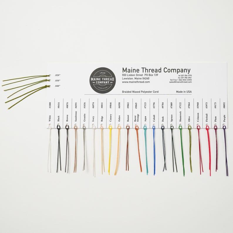 Waxed Thread | Braided Waxed Cord | Maine Thread | 70 Yard Spool ...