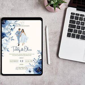 Light Blue Wedding Invitation, Editable Wedding Invitation Template ...