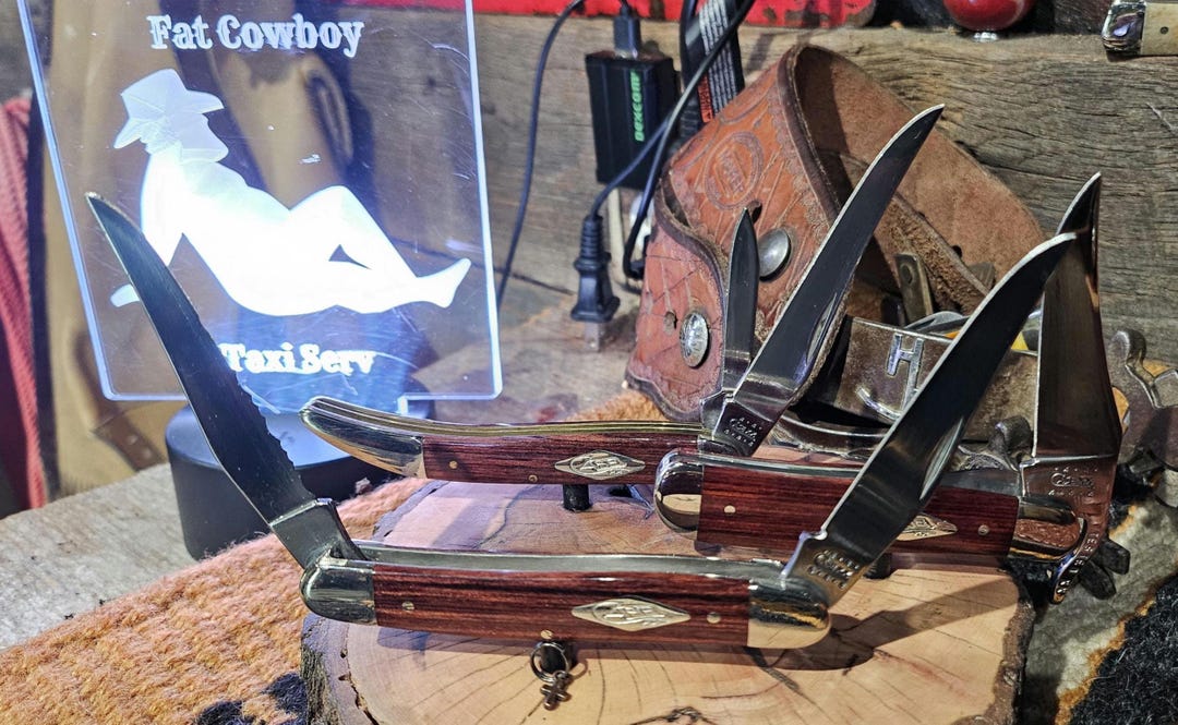 Case XX Rosewood Starter Set. Serrated Muskrat,russlock,med 2 Blade ...