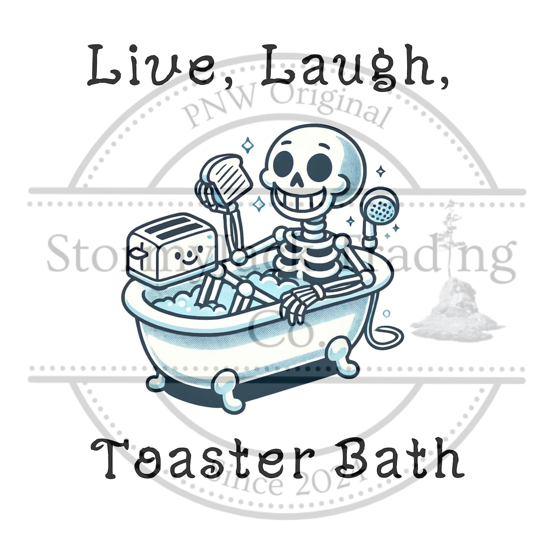 Quirky Skeleton in Bathtub Digital Art - Humorous Toaster and Skeleton ...
