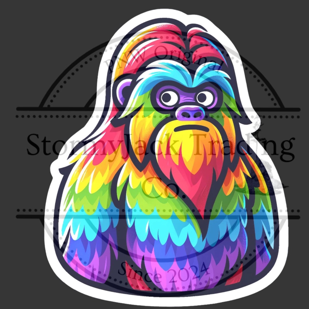 Rainbow Sasquatch Sticker Design - Colorful Bigfoot Digital Download ...