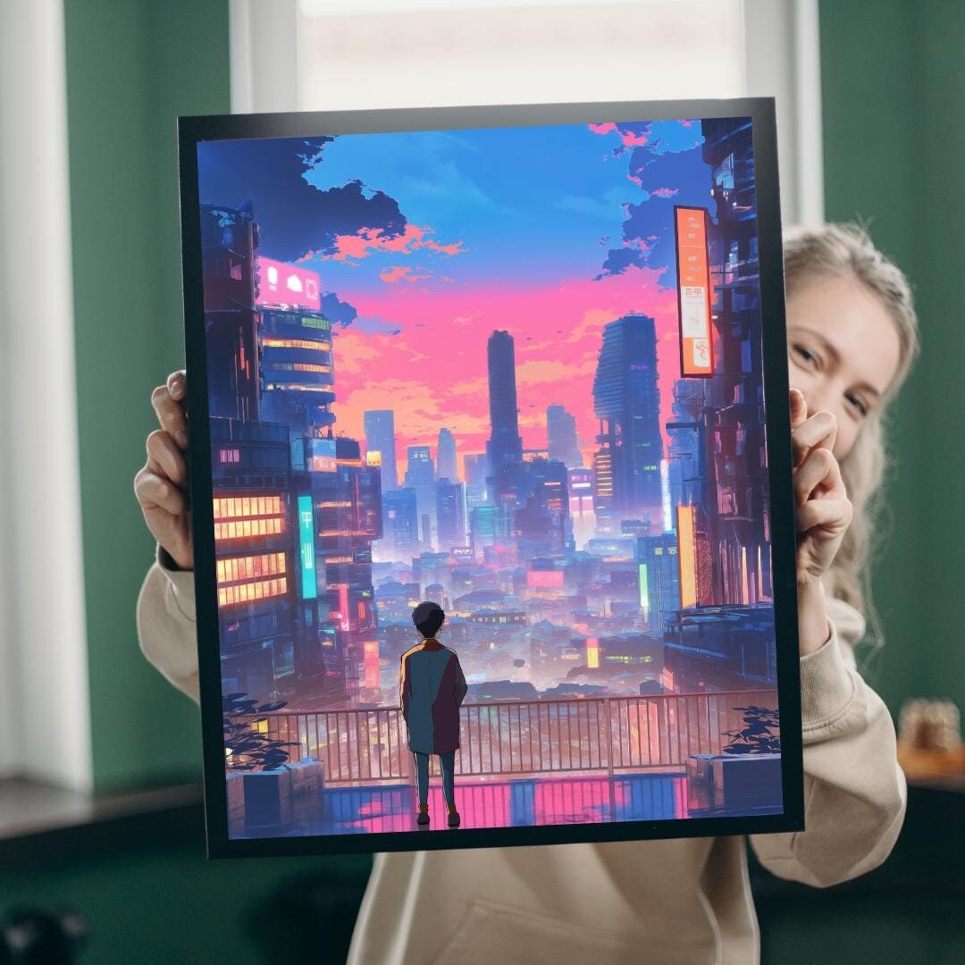 Anime Aesthetic Wall Art, Japanese Tokyo Night City, Modern Asian Anime ...