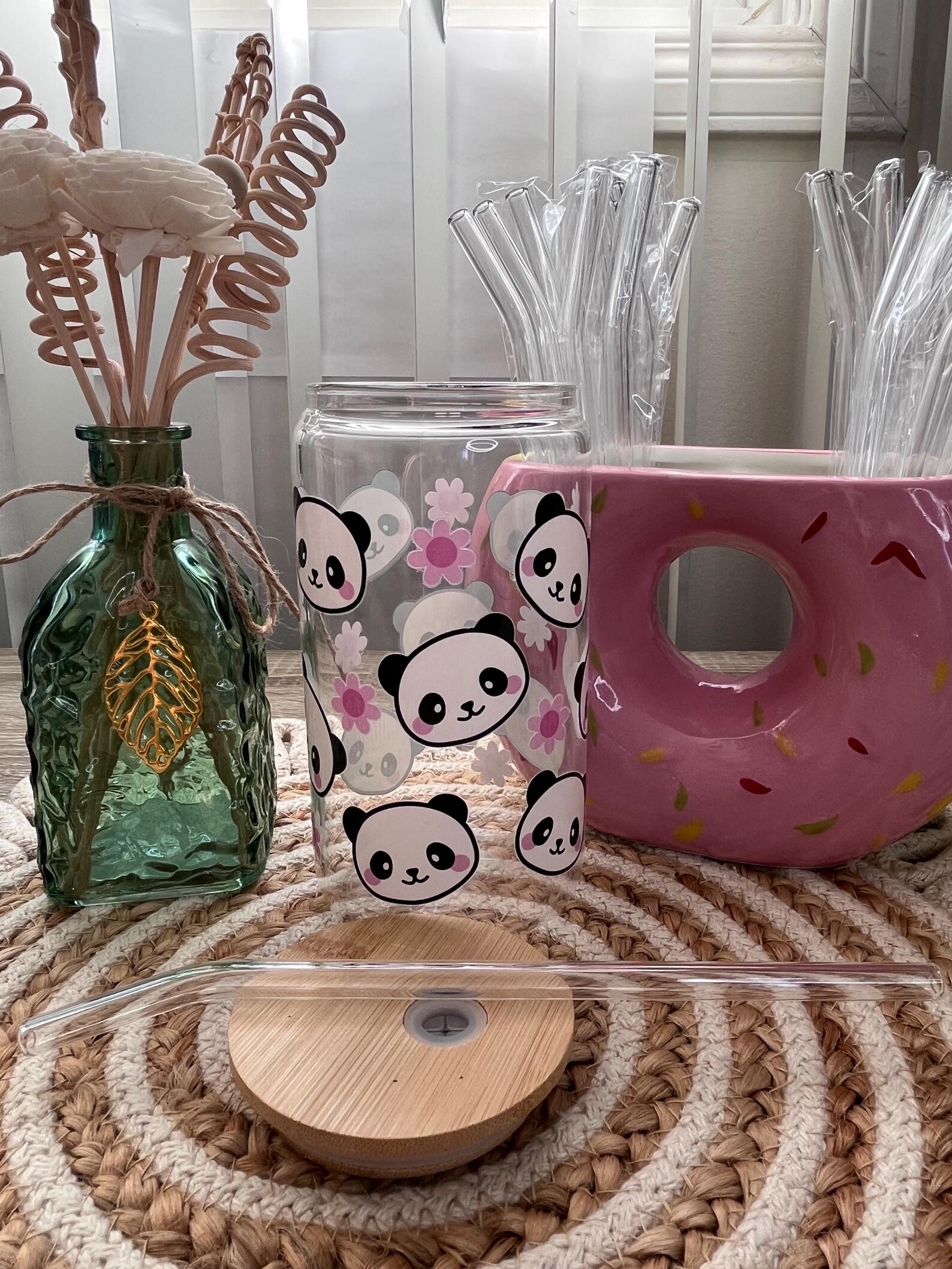 16 Oz. Panda Glass Cup, Panda Lover , Iced Coffee Cup, Gift for Her ...