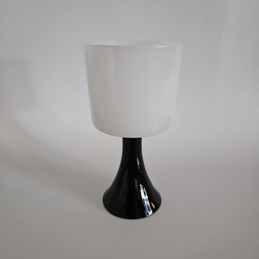 Vintage Mill Glass MCM Art Glass Pillar/ Hurricane Candle Holders With ...