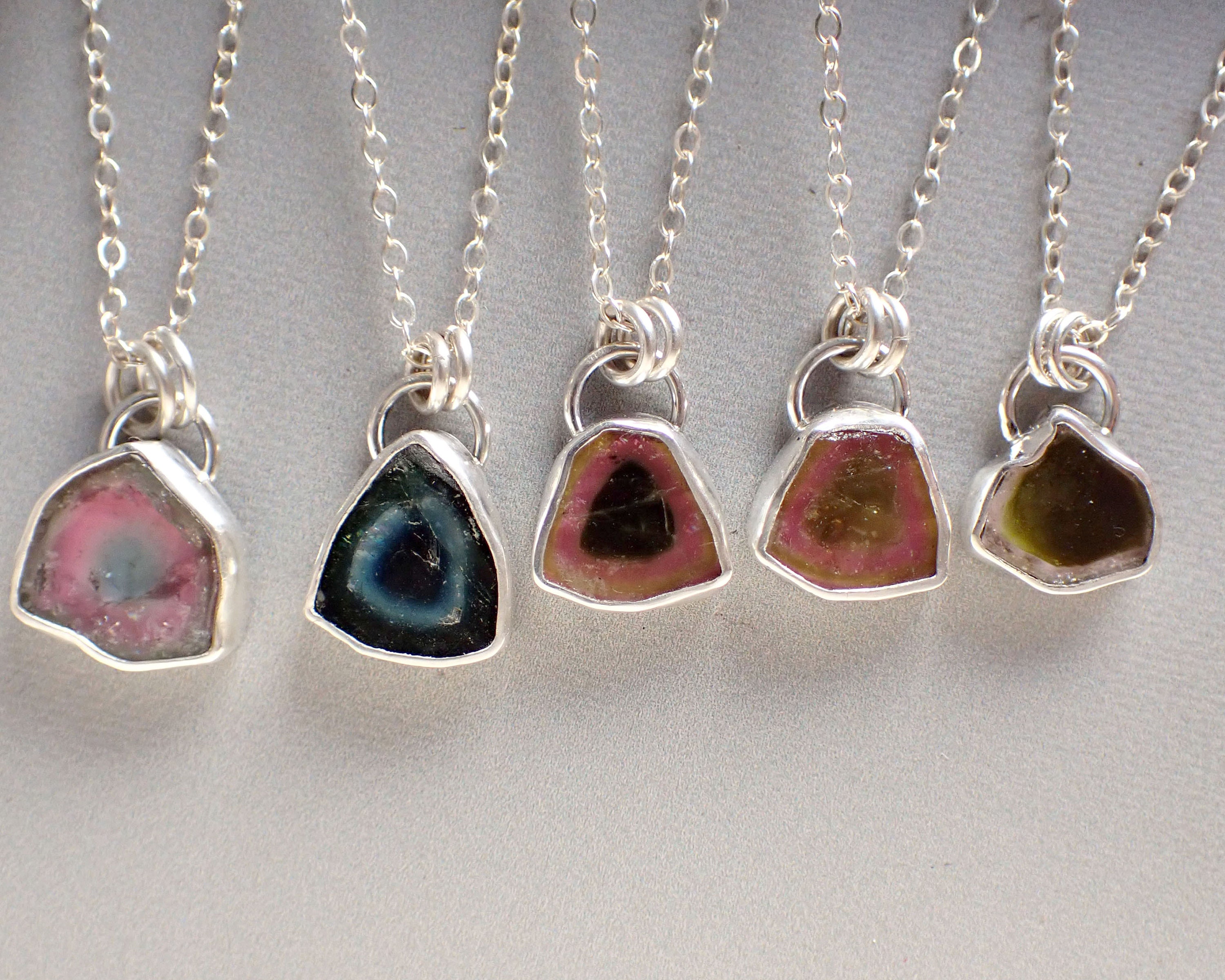 Watermelon tourmaline slice necklace store
