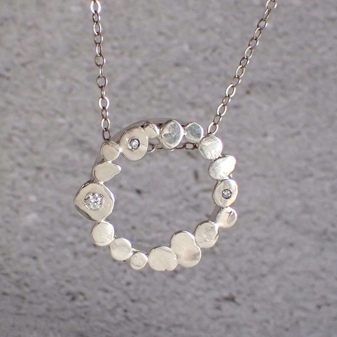 Circle Necklace / Stepping Stone Pendant / Moissanite Pendant / Diamond ...