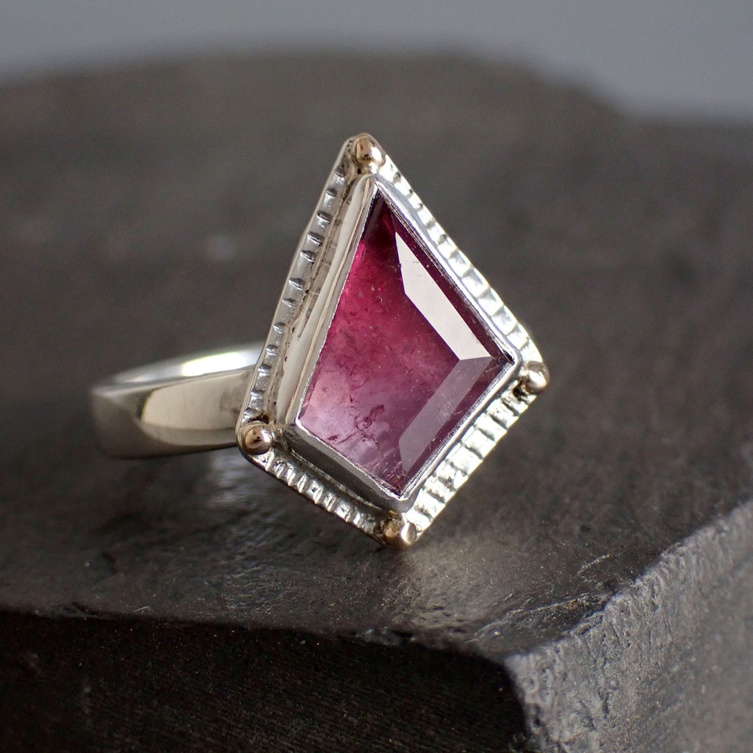 Rose Cut Kite-shaped Pink Tourmaline Ring With 14k Gold - Etsy