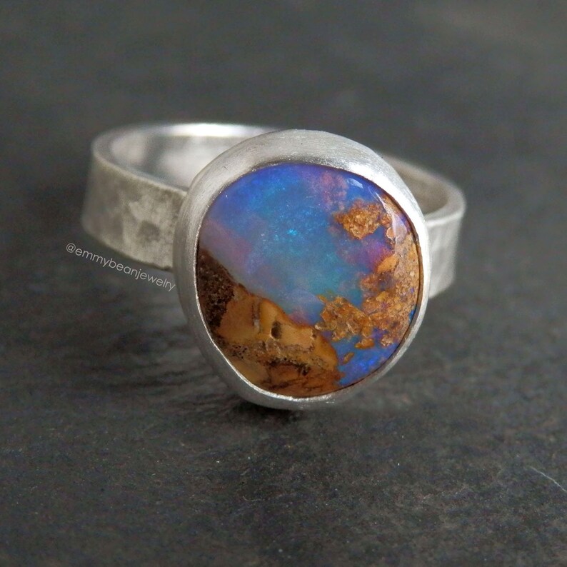 Custom boulder opal ring / opal ring / custom opal ring / | Etsy