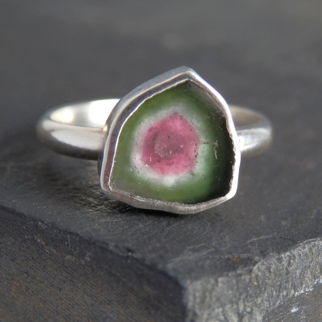 Custom Tourmaline Ring / Watermelon Tourmaline Slice / Turmalina Slice ...