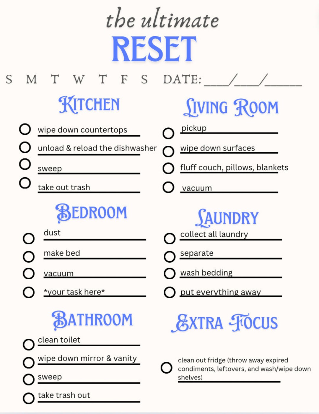 Customizable Chore Rest Chart - Etsy