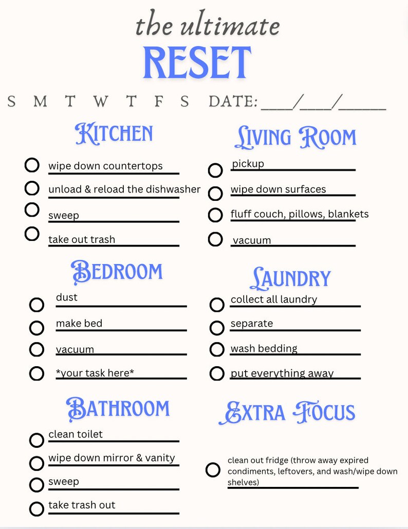 Customizable Chore Rest Chart - Etsy