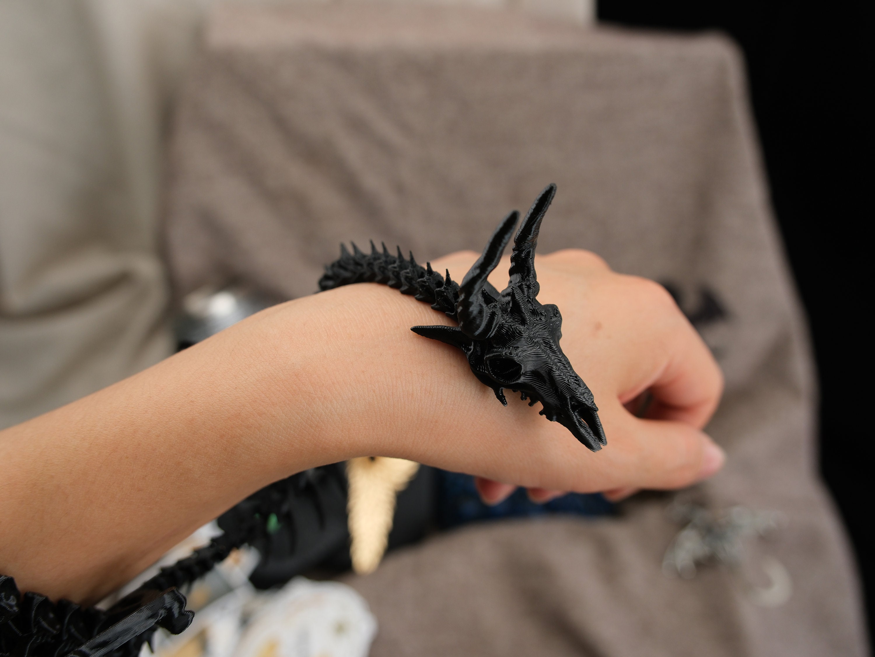 3D Printed Dragon, Black Dragon, Halloween Accessories, Articulating ...