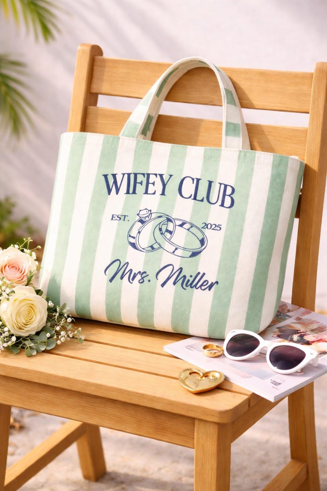 Custom Embroidered Wifey Club Tote Bag, Embroidered Mrs Tote Bag, Wifey ...