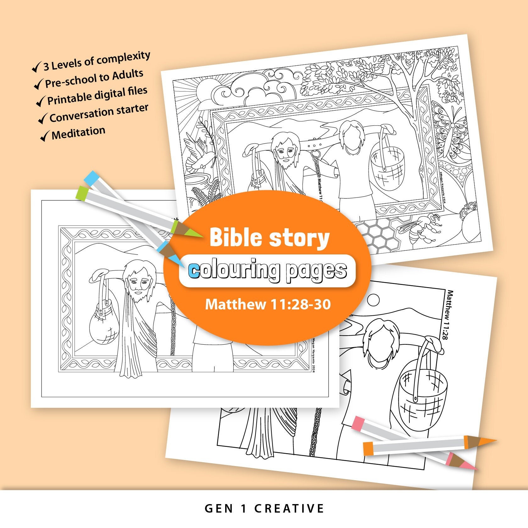 Christian Bible Story Colouring Pages / Coloring Sheets. Matthew 11:28 ...