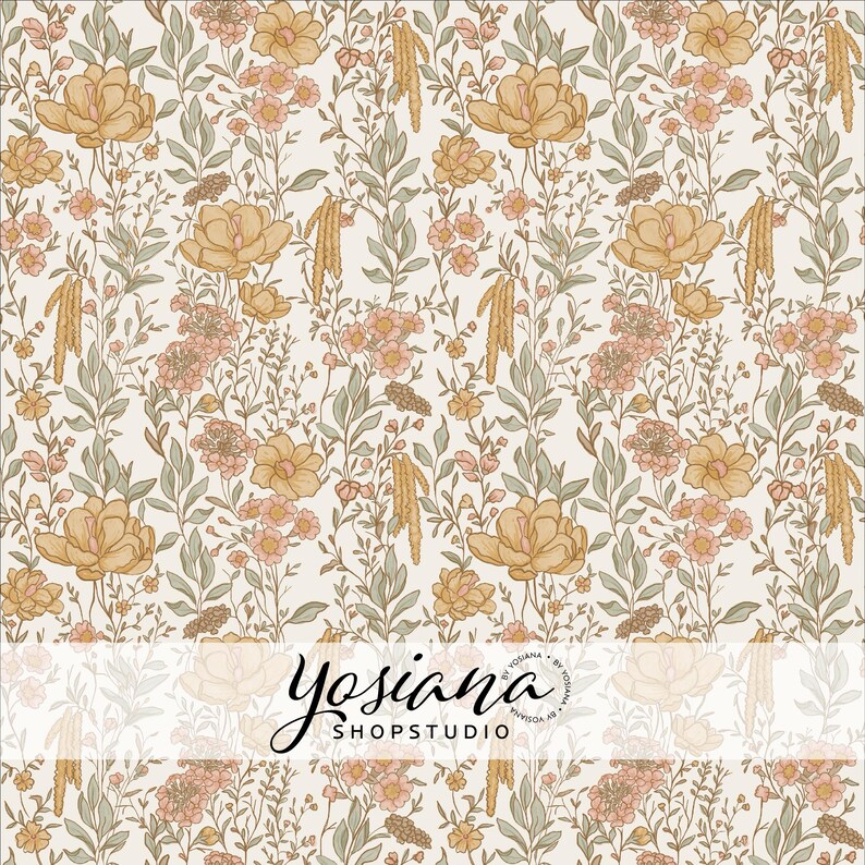 Soft Pastel Floral Seamless Repeat Pattern for Fabric Printing Vintage ...