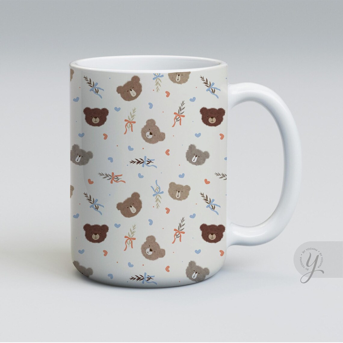 Cute Teddy Bear Seamless Pattern Love Bear Digital Paper Nursery Bear ...