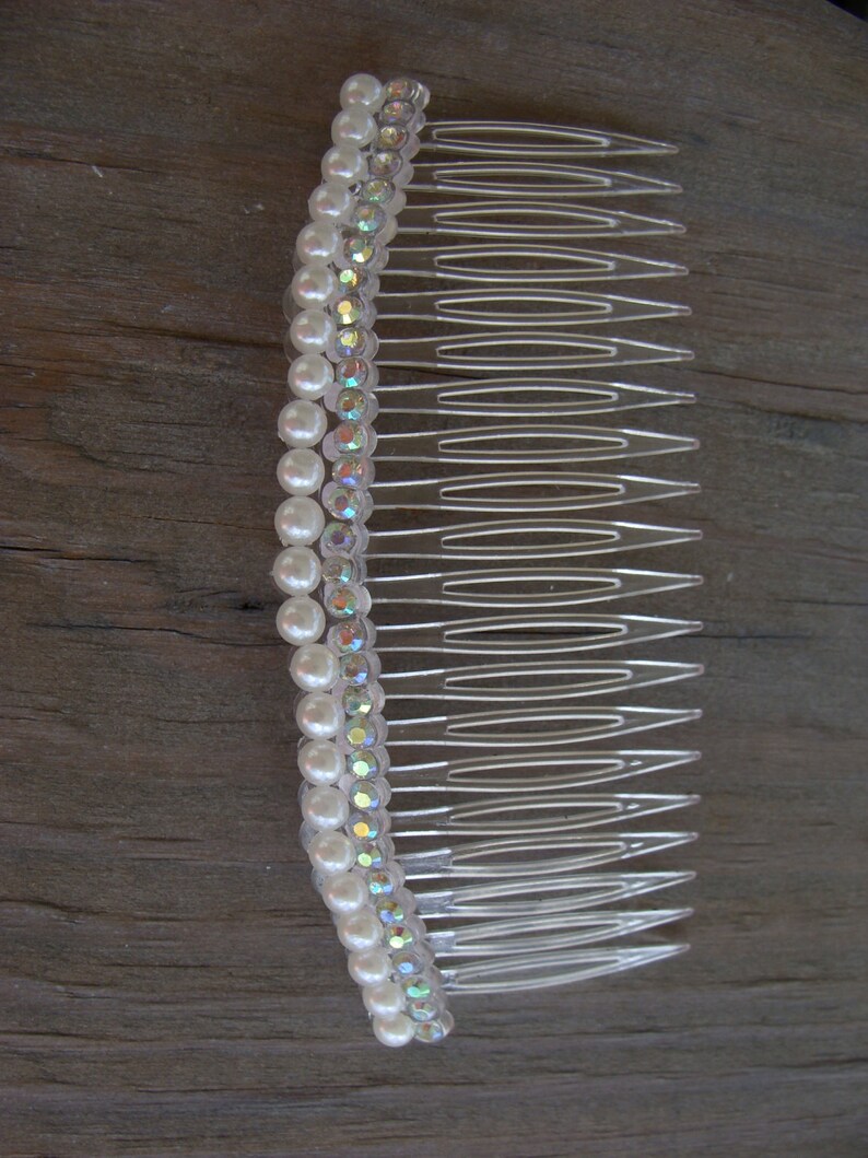 Pearl and Clear Crystal Ab Clear Hair Comb Iridescent - Etsy