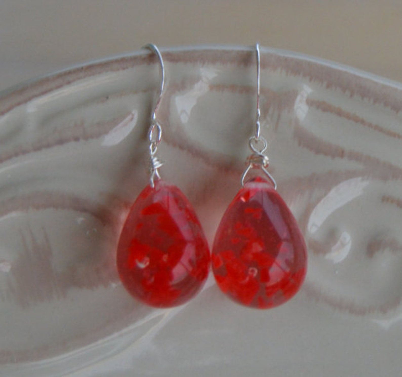 Blood Splatter Dangle Earrings Red Clear Blood Drops - Etsy