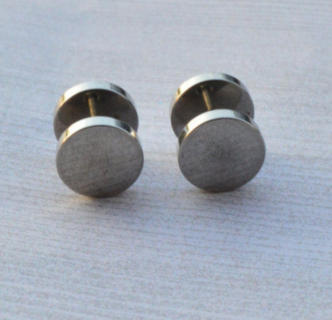 Silver Fake Plugs, Plain Fake Plugs, Solid Fake Plugs, Earrings, Faux ...