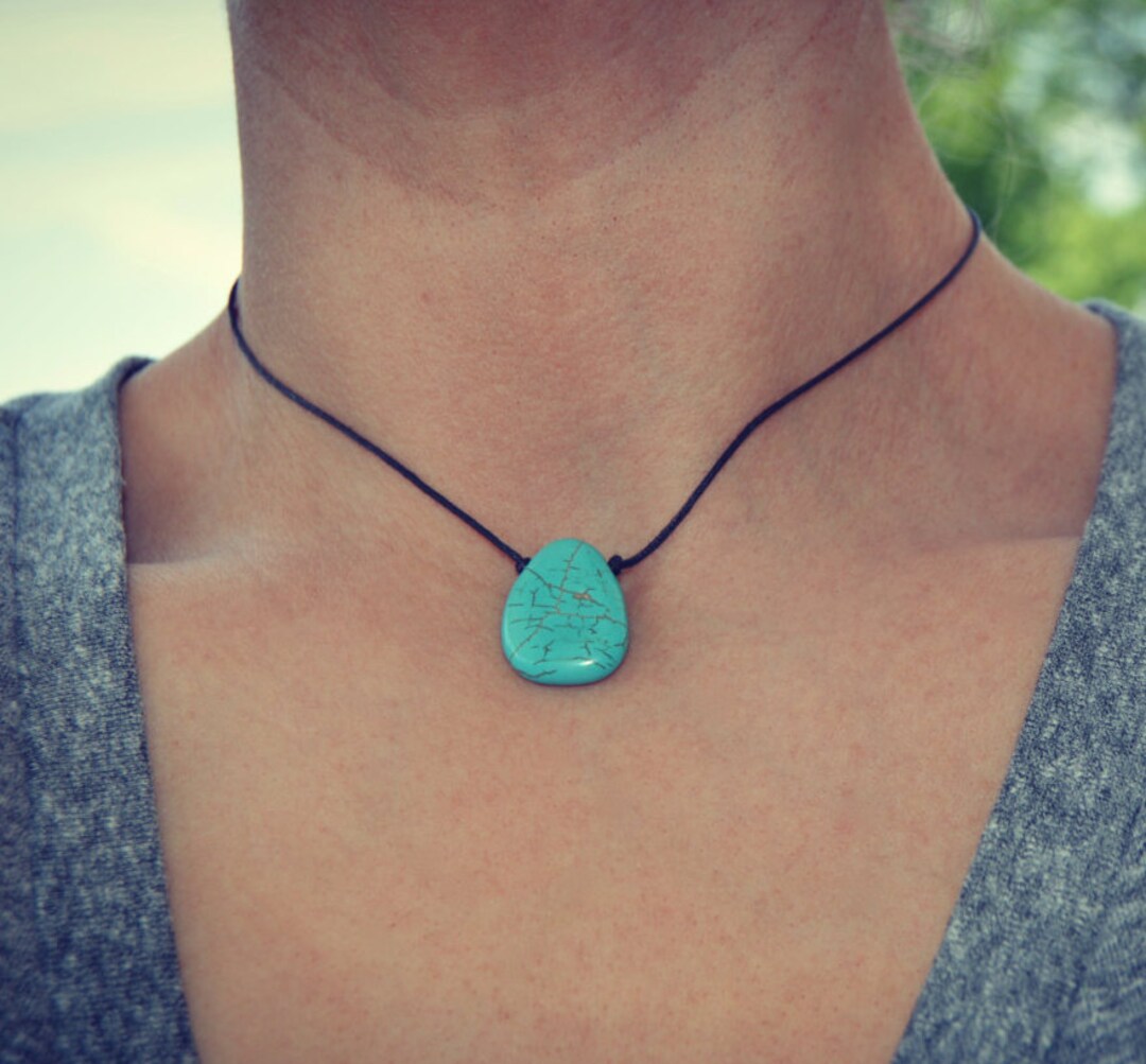 Turquoise Teardrop Choker, Turquoise Raindrop Necklace, Gemstone Choker ...