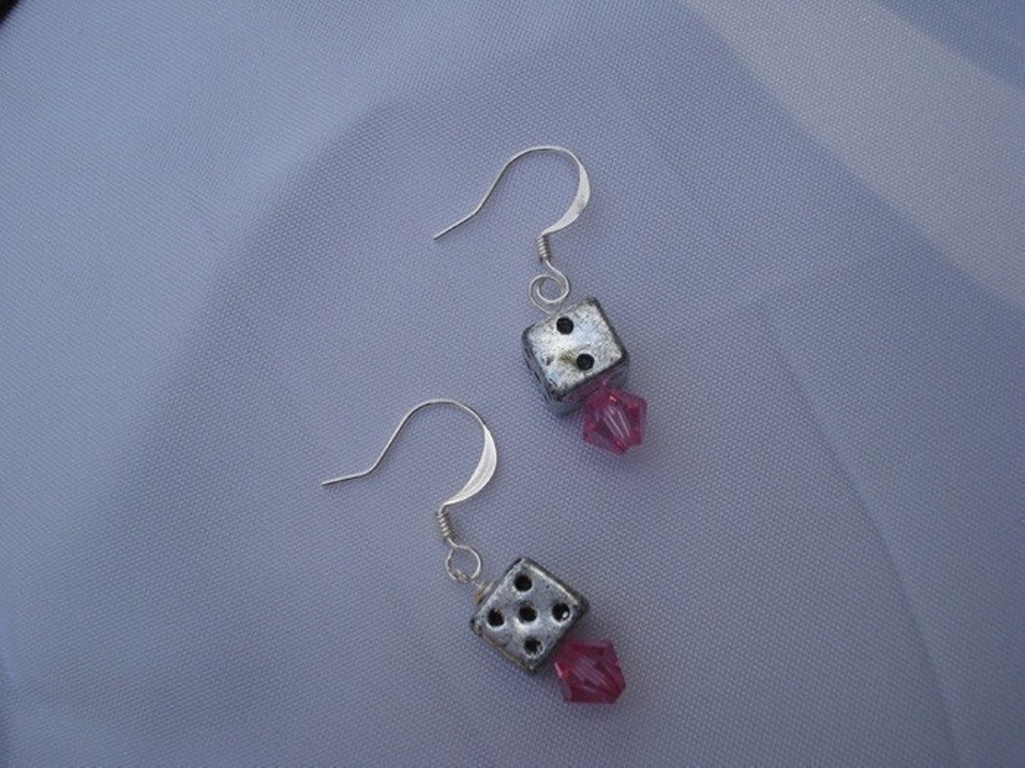 Bunco Princess Swarovski and Silver Dice Earrings - Etsy
