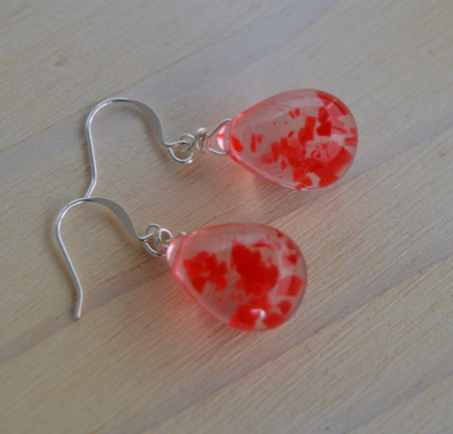 Blood Splatter Dangle Earrings Red Clear Blood Drops - Etsy