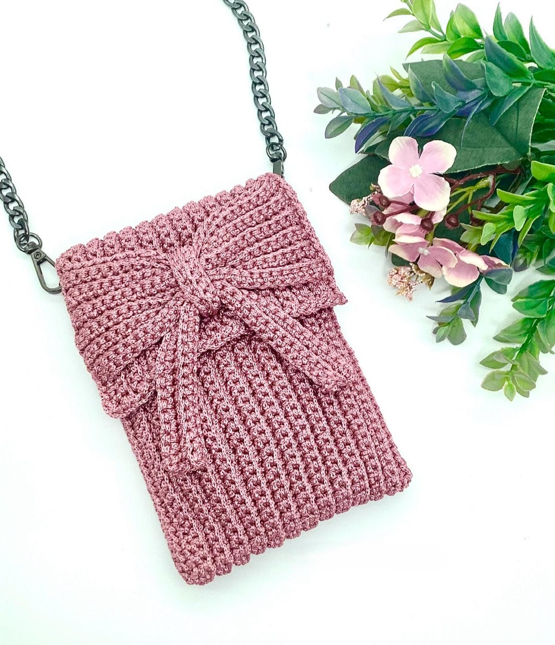Crochet Pattern Bow Phone Bag Pattern Crochet English Tutorial for ...