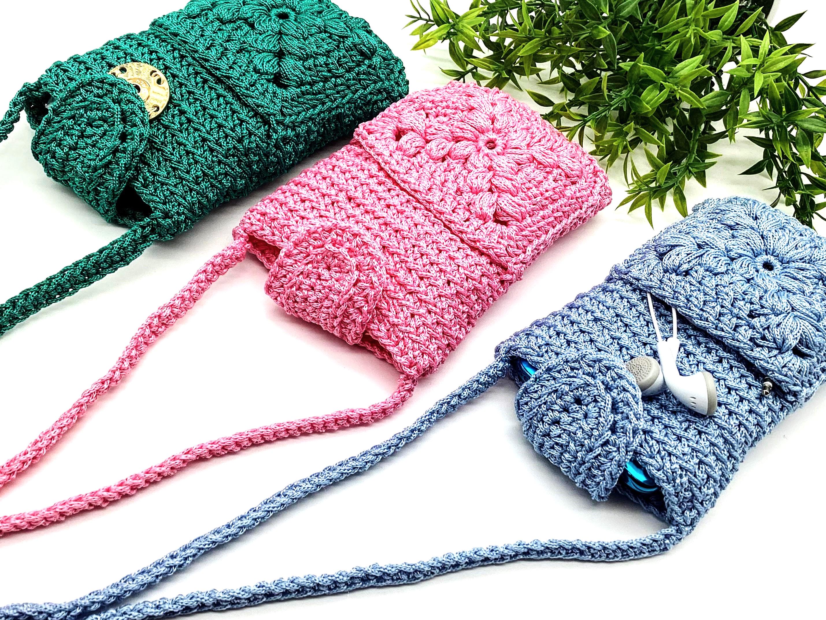 English Crochet Pattern Phone Bag With Front Motif Pocket Crochet Cell ...