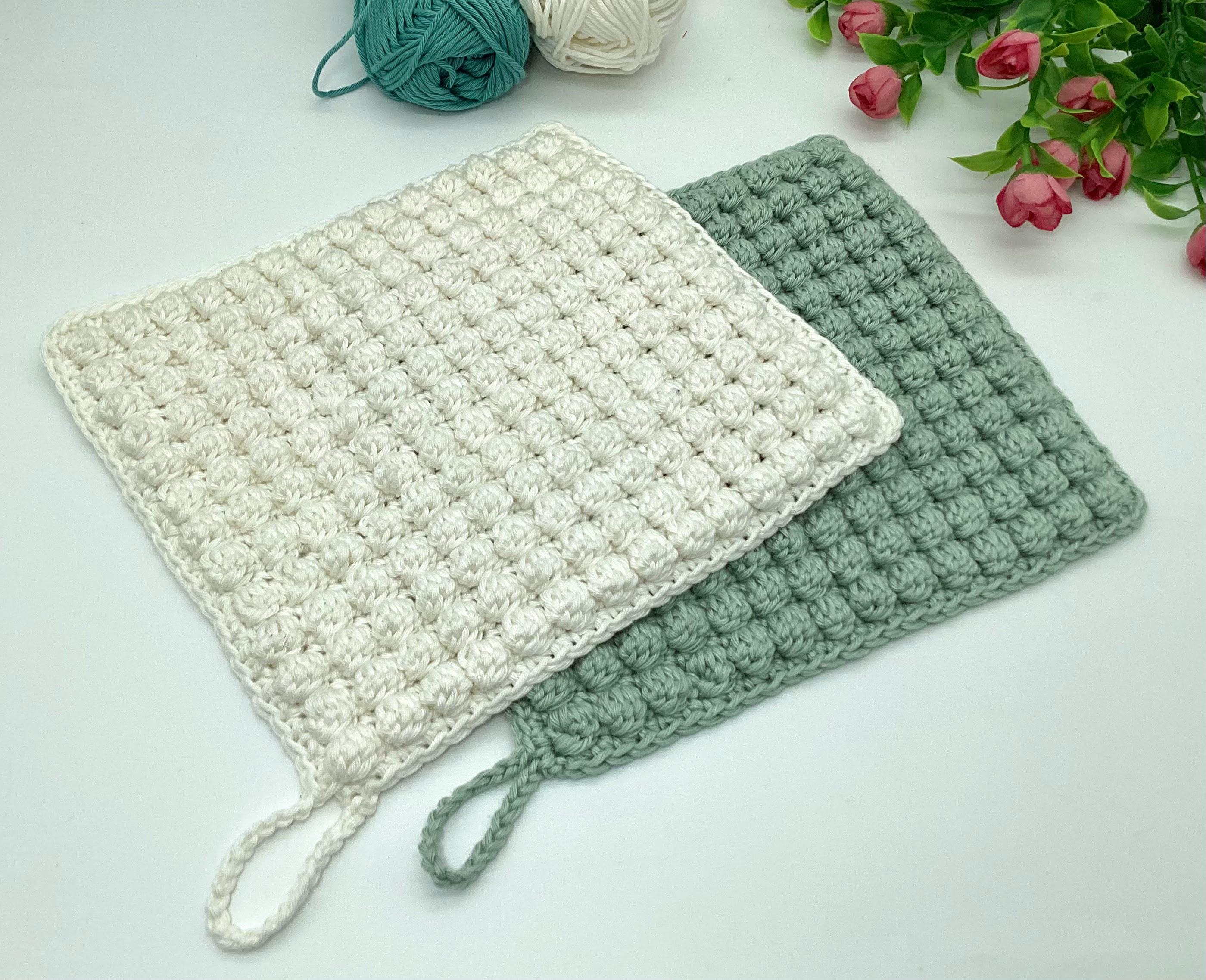 English Crochet Pattern Bobble Hot Pad Crochet Tutorial Potholder for ...