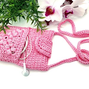 English Crochet Pattern Phone Bag With Front Motif Pocket Crochet Cell ...