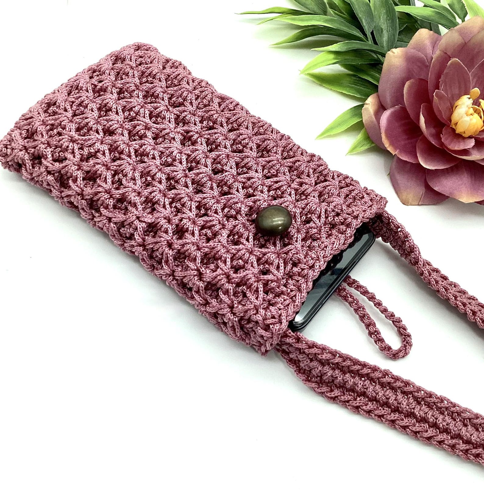 Crochet Pattern Stary Cell Phone Bag English Tutorial Mobile Purse ...