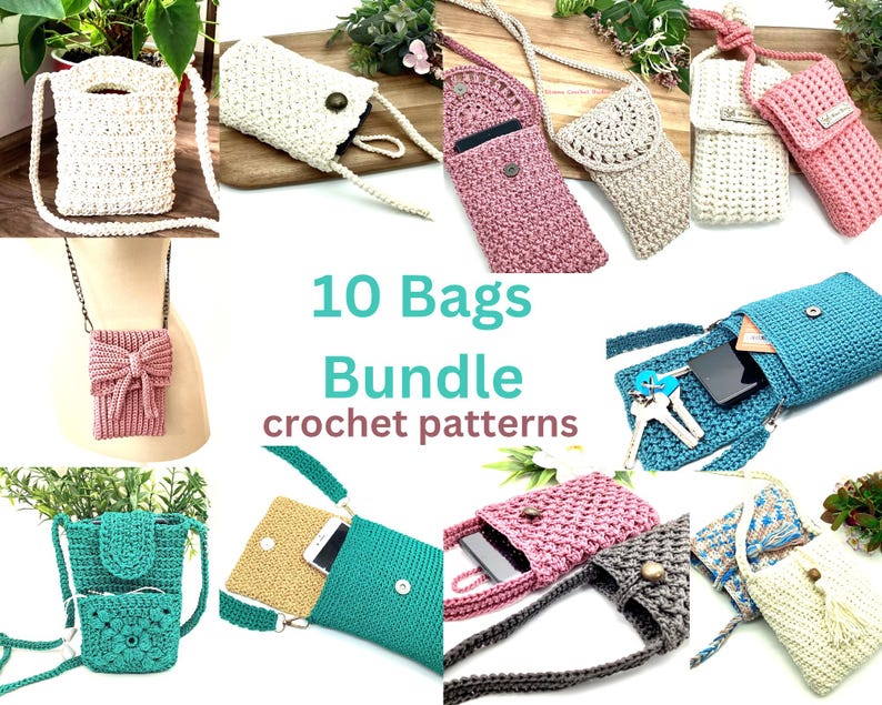 10 Bags Bundle Crochet Pattens Best Selling Bags Phone Bag Crossbody ...