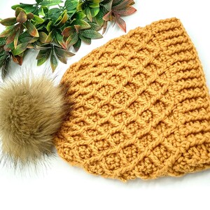 English Crochet Pattern Diamond Hat Tutorial Winter Beanie Hat Child ...