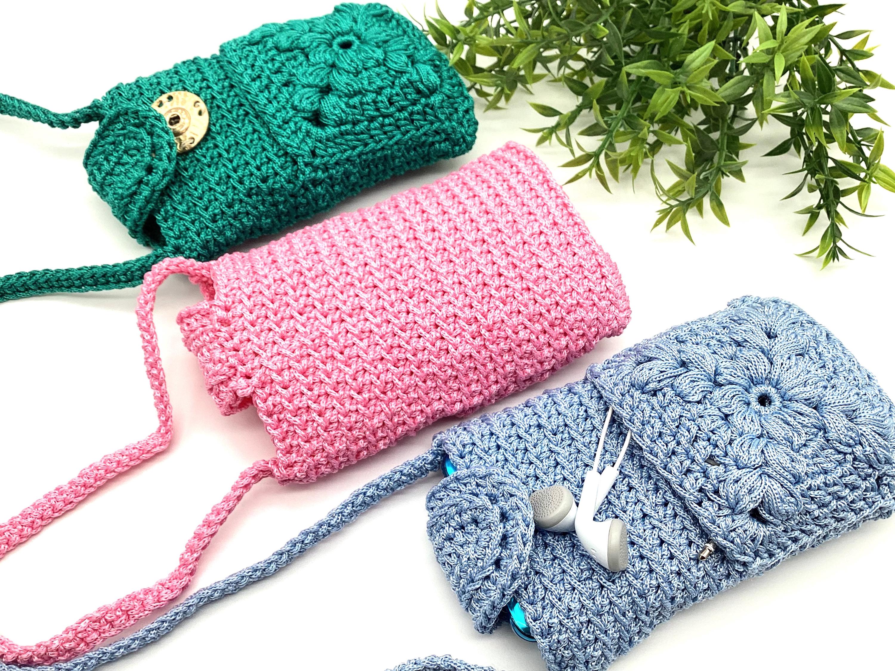 English Crochet Pattern Phone Bag With Front Motif Pocket Crochet Cell ...