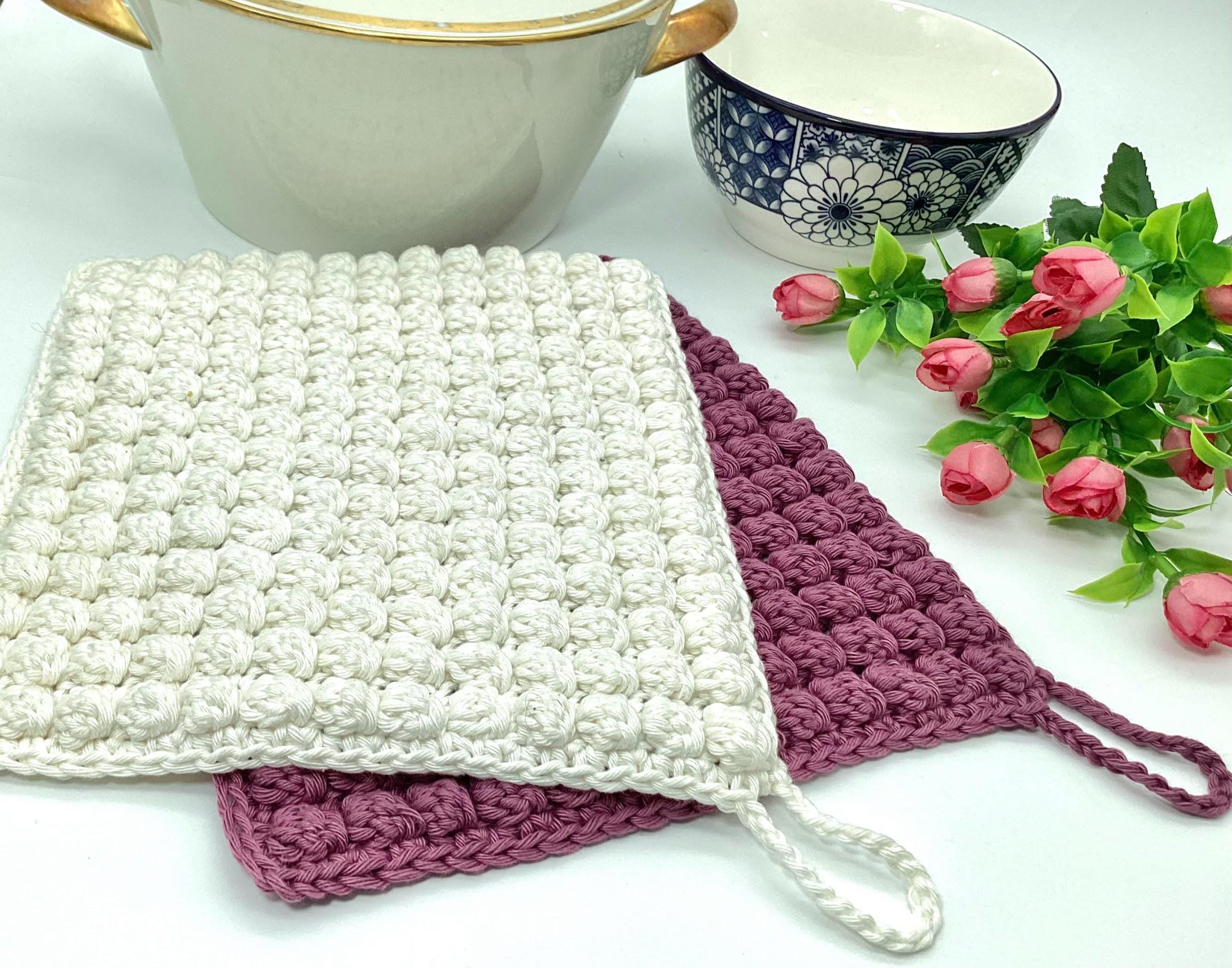 English Crochet Pattern Bobble Hot Pad Crochet Tutorial Potholder for ...