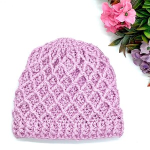 English Crochet Pattern Diamond Hat Tutorial Winter Beanie Hat Child ...