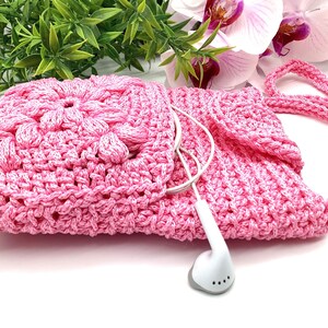English Crochet Pattern Phone Bag With Front Motif Pocket Crochet Cell ...