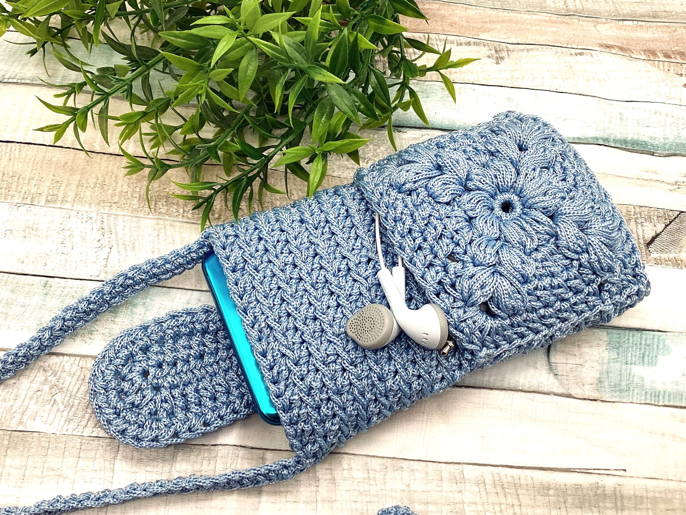 English Crochet Pattern Phone Bag With Front Motif Pocket Crochet Cell ...