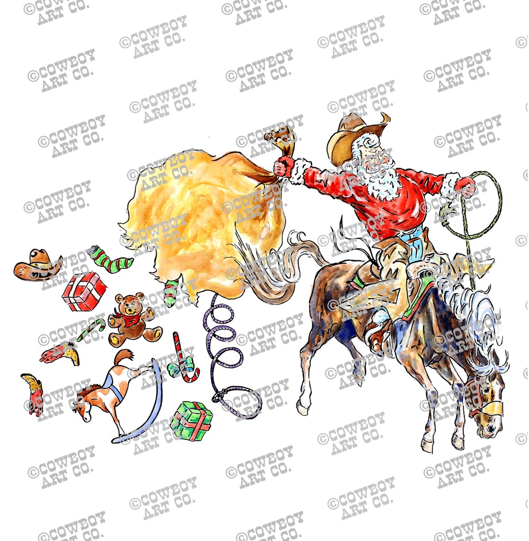 Santa Buckin' Bronc Western PNG Instant Digital Download High ...