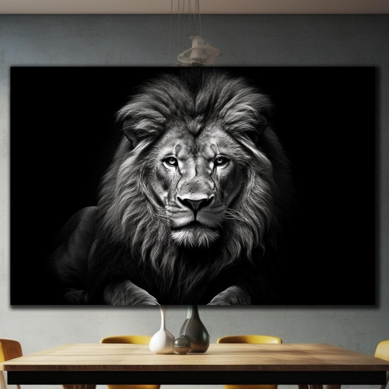 Black and White Lion Art - Etsy