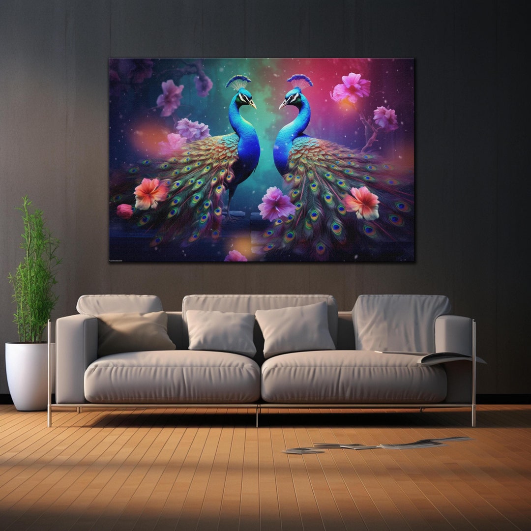 Peacock Wall Decor, Tempered Glass Wall Art, Animal Wall Art, Nature ...